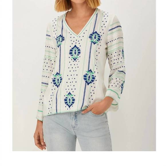 ecru | Tops | New Ecru Macgraw Top In Whitecobalt Combo | Poshmark